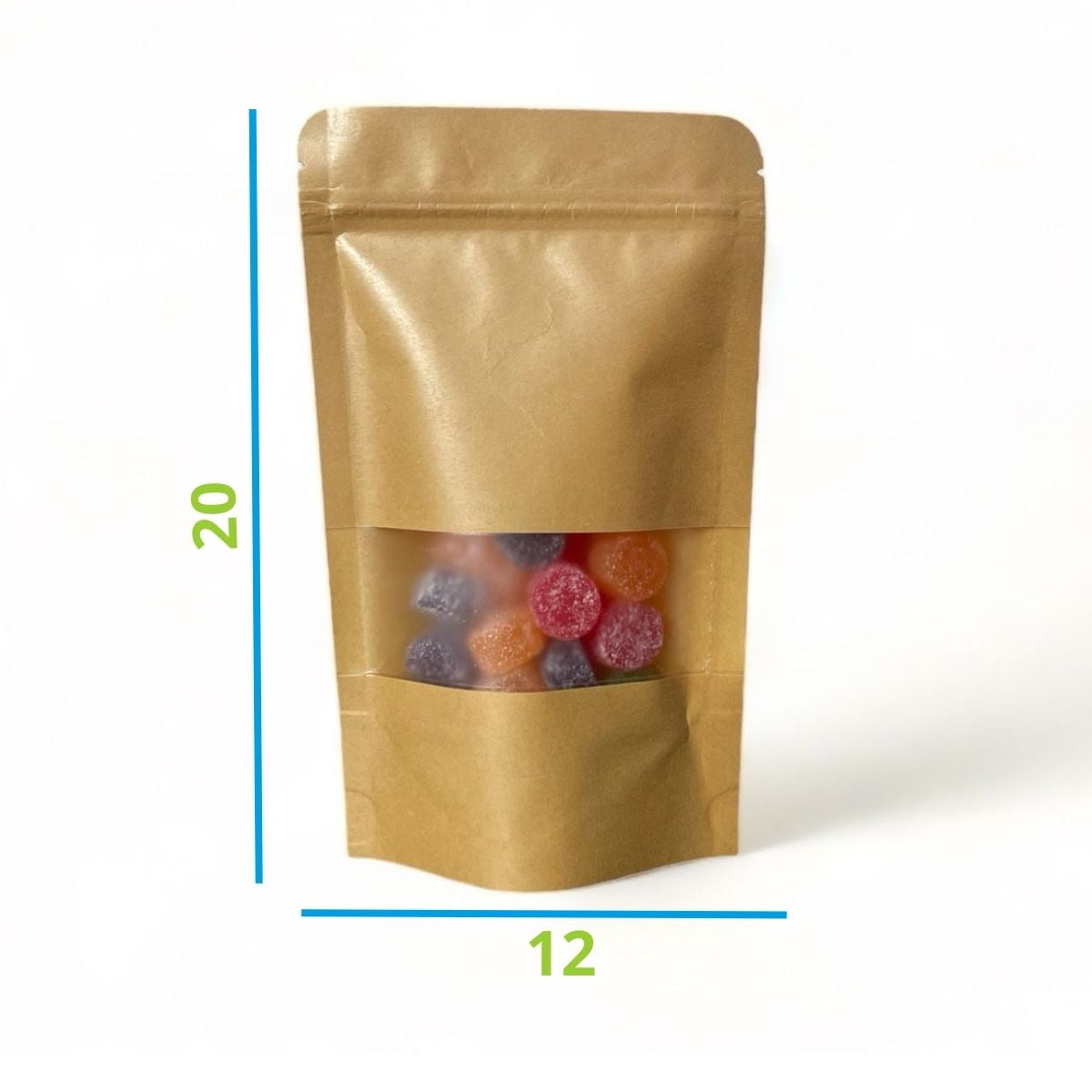 Saco Stand Up Pouch Kraft 12x20 com Visor Saco Stand Up Pouch Kraft 12x20 com Visor